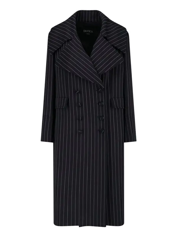 DONDUP Pinstripe Virgin Wool Blend Double-breasted Blazer - Black