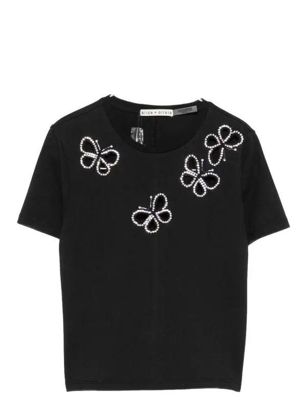 Alice + Olivia Cindy Embellished Cut-out T-shirt - Black