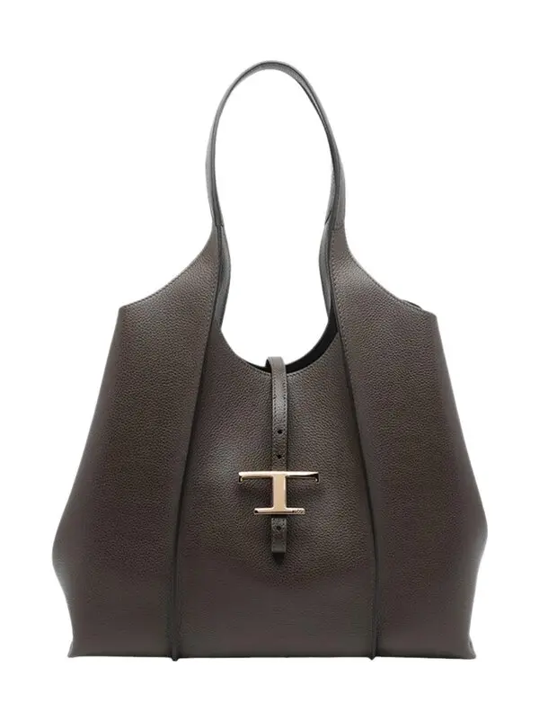 TOD'S Medium Leather Tote Bag - Grey