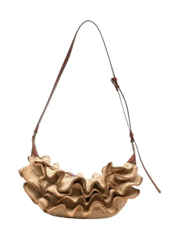 Zimmermann Goldentime Raffia Shoulder Bag - Beige