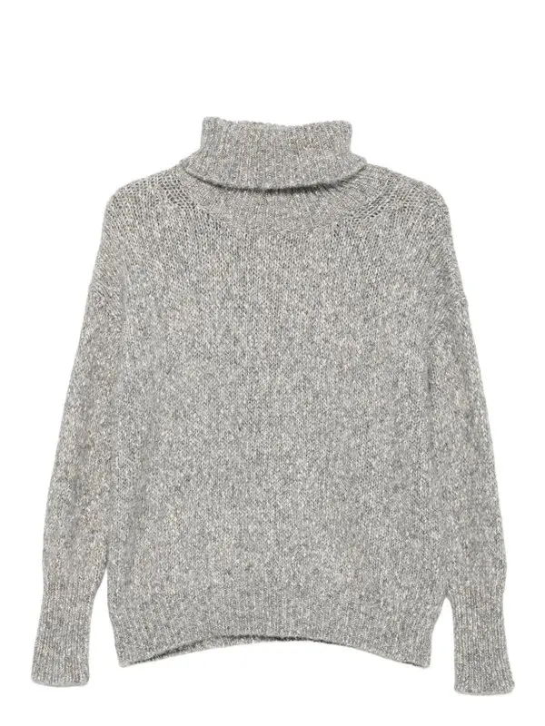 BASE Cotton And Wool Turtle-neck Sweater - Grey