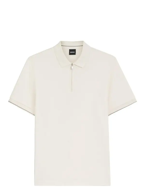 BOSS Regular-fit Polo With Zipper Closure - White