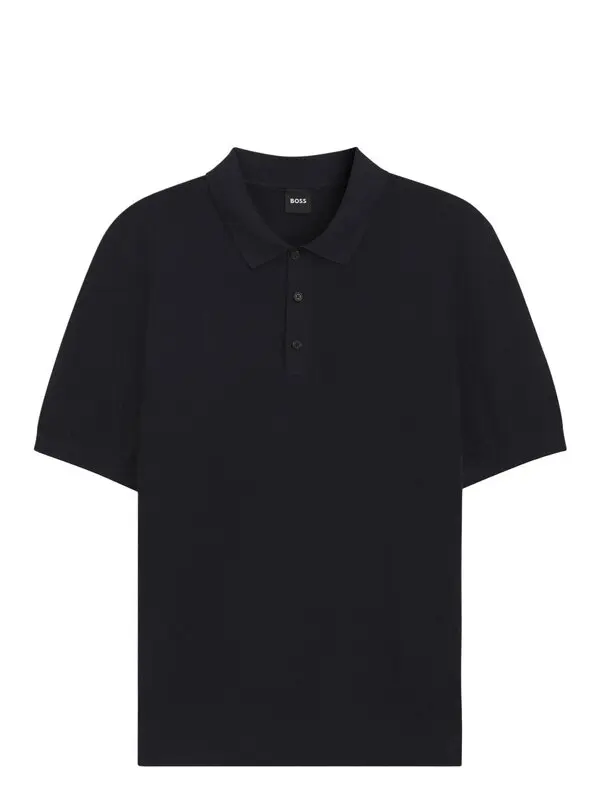 BOSS Regular-fit Knit Polo In Structured Fabric - Dark Blue