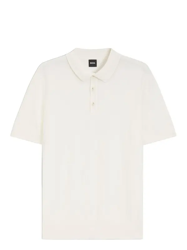 BOSS Regular-fit Knit Polo In Structured Fabric - White