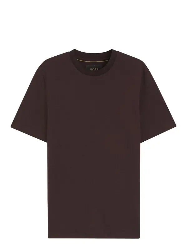 BOSS Windowpane-check T-shirt In A Cotton-and-silk Blend - Light Brown
