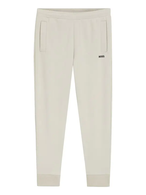 BOSS Cotton-blend Sweatpants With Embroidered Logo - Light Beige