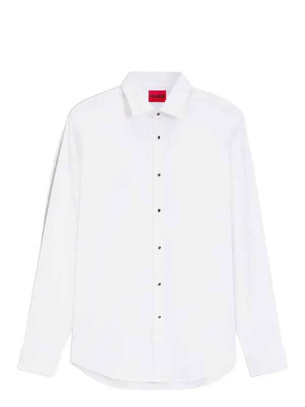 Hugo Slim-fit Shirt In Structured Cotton Poplin - White