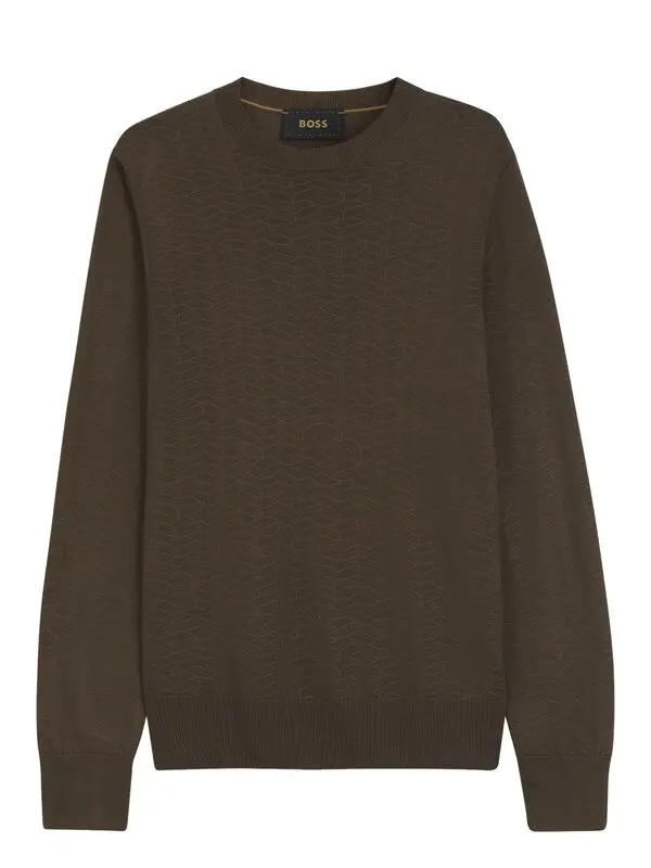 BOSS Silk Sweater With Jacquard Pattern - Brown