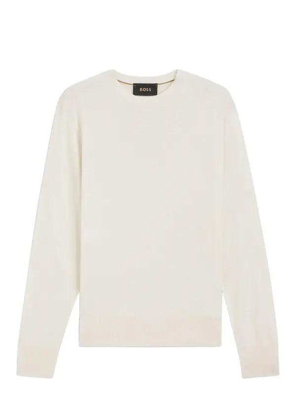 BOSS Silk Sweater With Jacquard Pattern - White