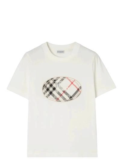 Burberry Frankie Ks T-shirt With Check Detail - Chalk