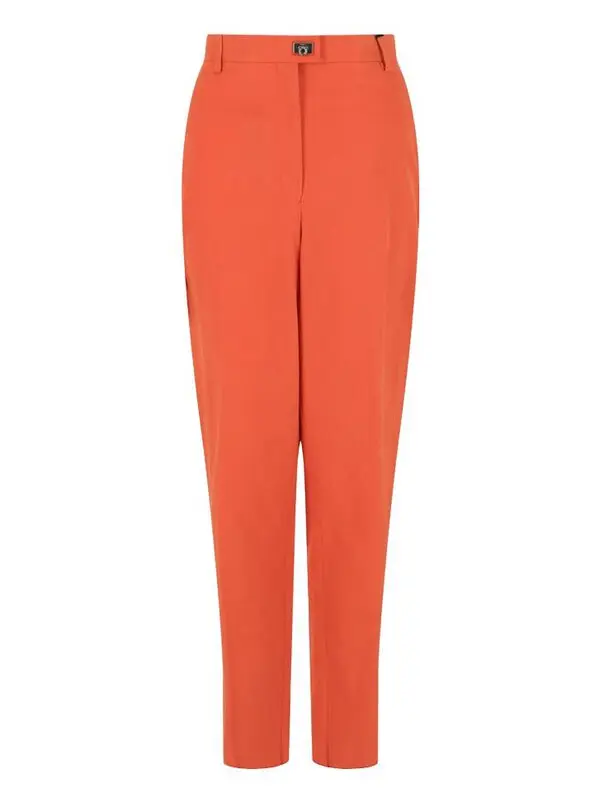 FERRAGAMO Gancini Plaque Straight-leg Trousers - Orange