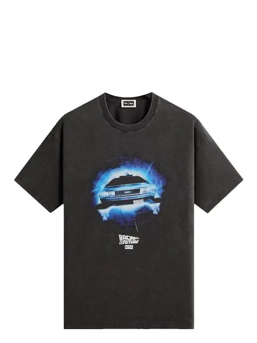 Kith X Back To The Future Delorean Front Back Vintage Tee Shirt - Black