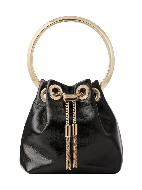 JIMMY CHOO Micro Bon Bon Mini Bucket Bag - Black