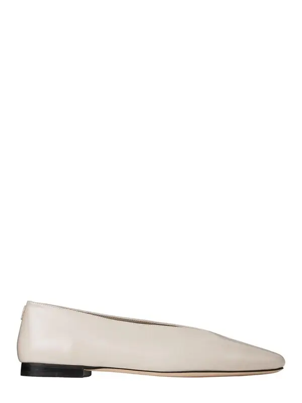 JIMMY CHOO Margot Soft Shiny Biker Leather Flats - Bone