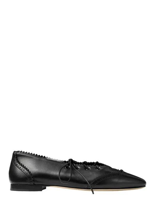 JIMMY CHOO Margot Lace Up Flat With Brogue Detailing - Black