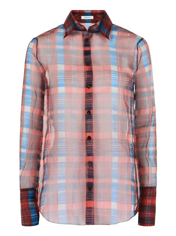 FERRAGAMO August Organza Check Shirt - Bone