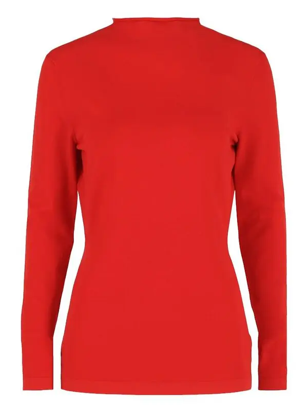 FERRAGAMO Stretch Jersey Mock Neck Shirt - Red