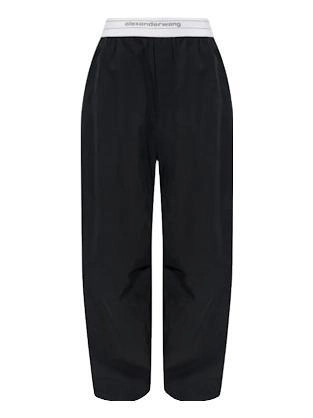 Alexander Wang Logo Elastic Midrise Pleated Knee Pant - Black