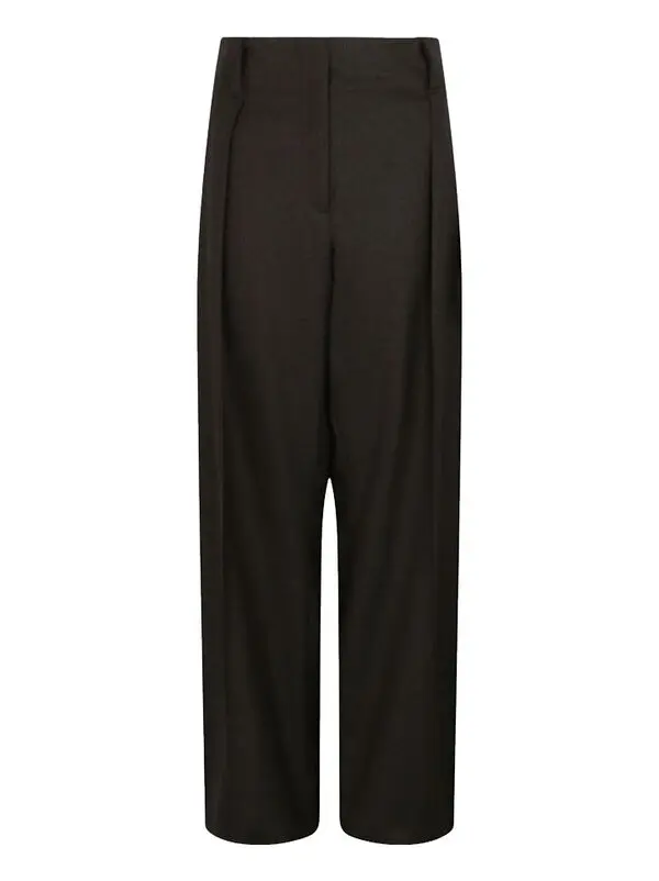 FERRAGAMO High-waisted Wool Pants - Grey