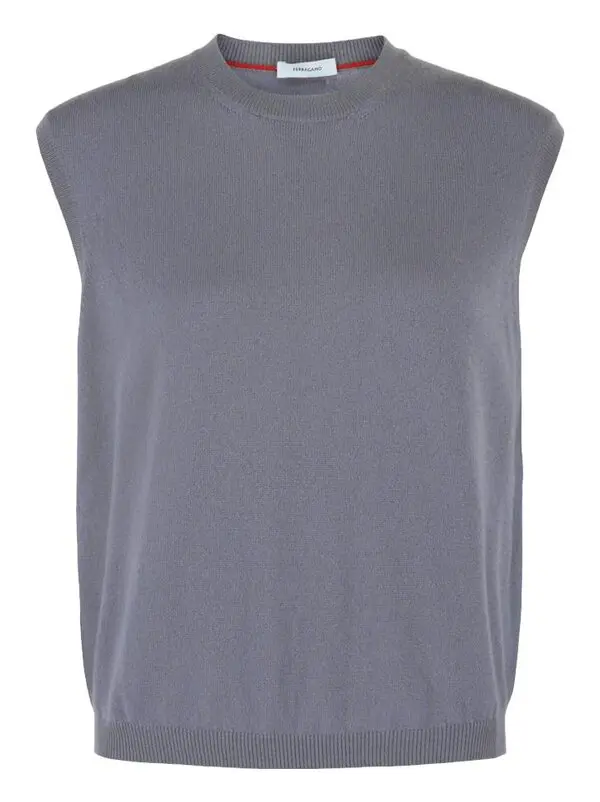 FERRAGAMO Ribbed Cashmere Knit Vest - Dark Grey