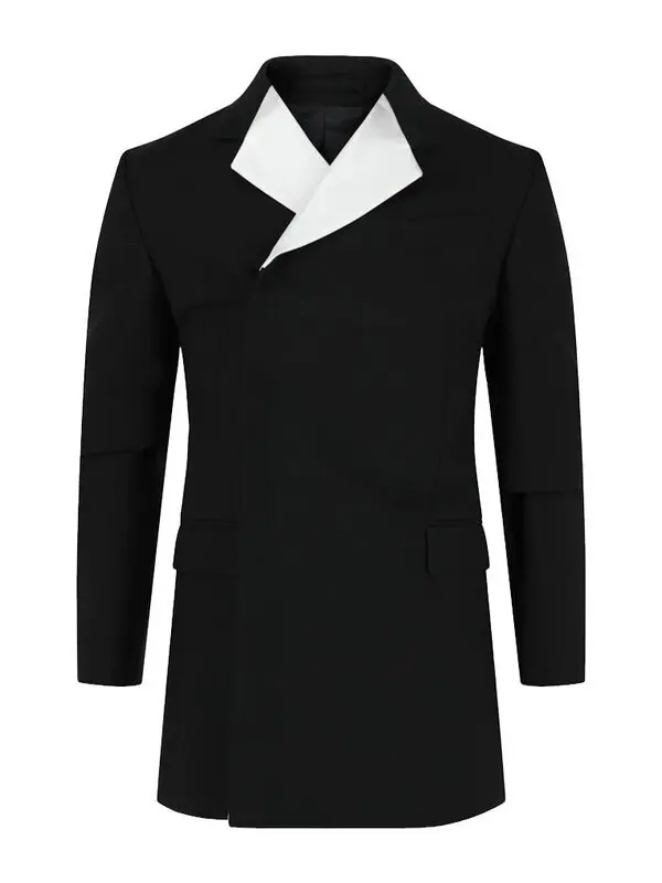 FERRAGAMO Double-breasted Blazer With Silk Trim - Black
