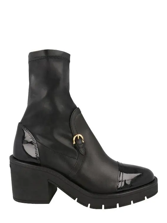 FERRAGAMO Selyna Mixed Leather Stretch Ankle Boots - Black