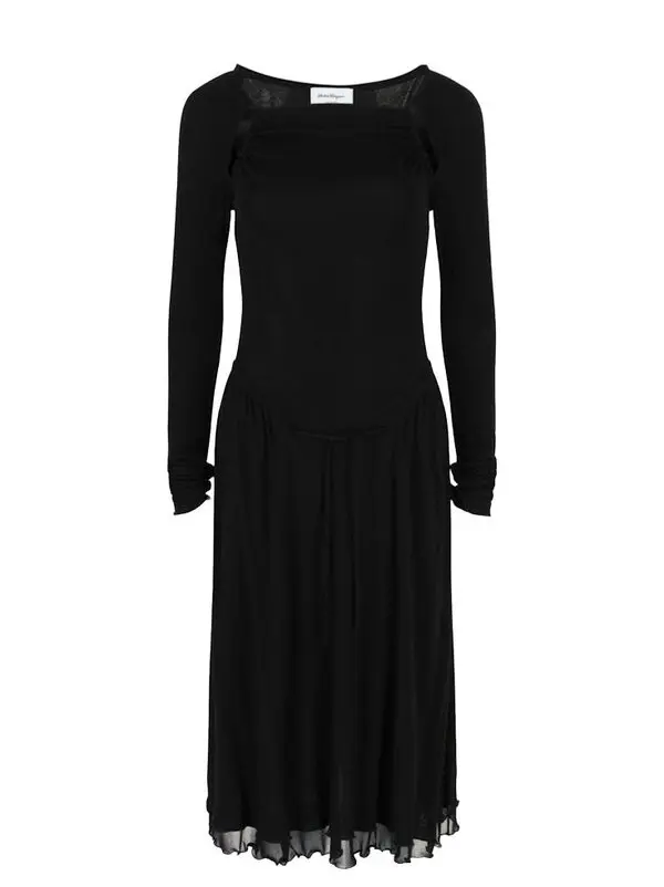 FERRAGAMO Cutout Detailed Midi Dress - Black
