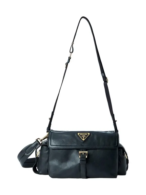 Prada Medium Shoulder Bag With Flap - Black