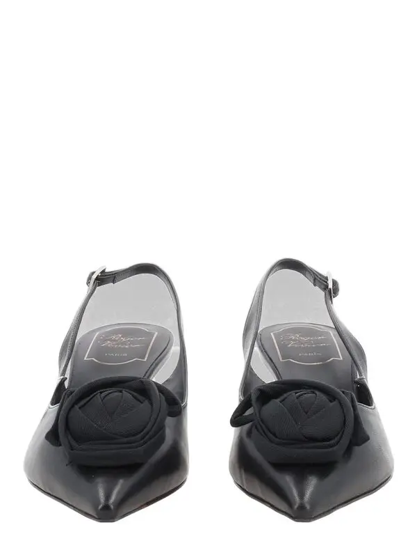 ROGER VIVIER Rose Vivier" Slingback Pumps In Leather - Black