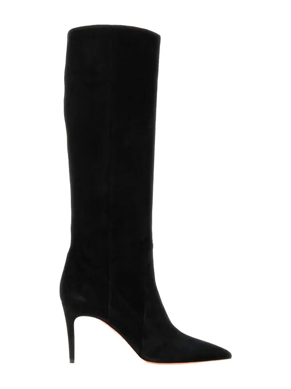 Santoni Suede Knee High Boots - Black