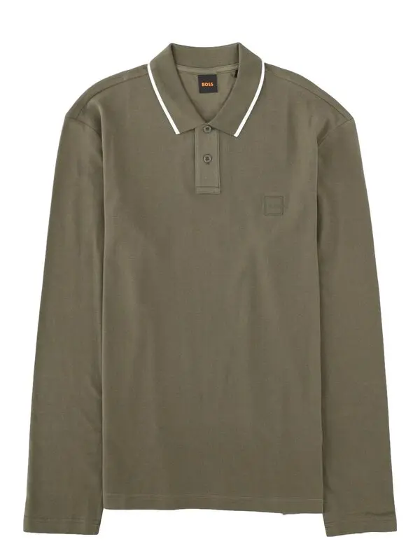 BOSS Polo A Manica Lunga Con Logo - Green