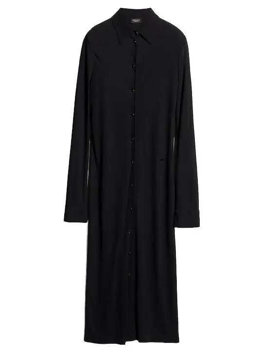 Gucci Viscose Crêpe Jersey Shirt Dress With Enameled Buttons - Black