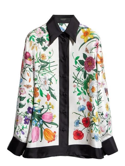 Gucci Printed Silk Shirt - White