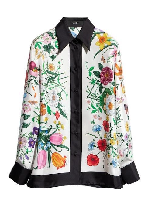 Gucci Printed Silk Shirt - White