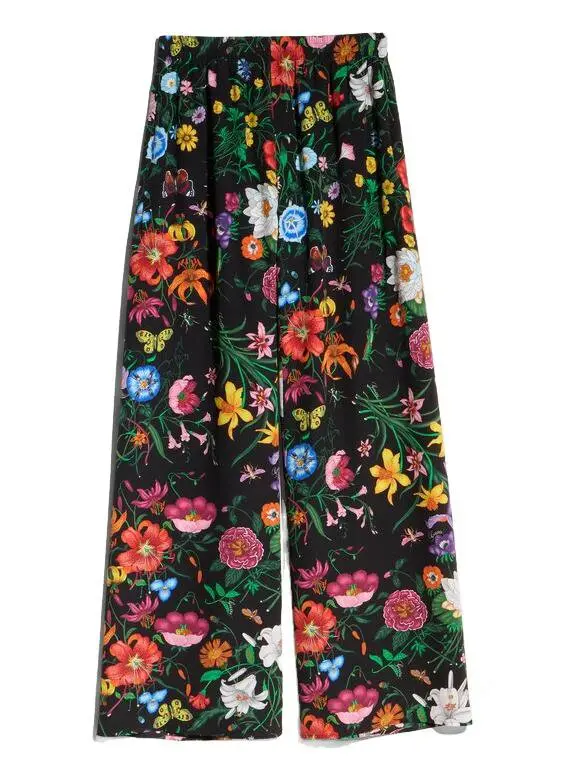 Gucci Printed Silk Leisure Pants - Black