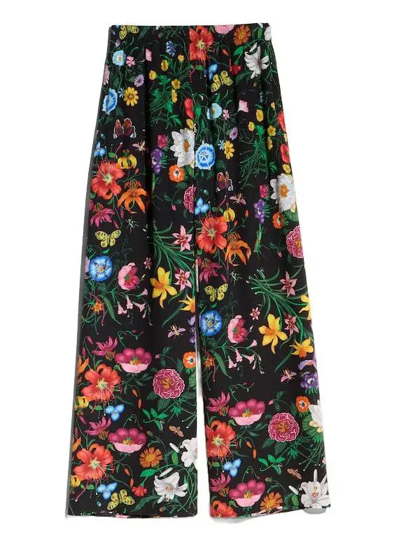 Gucci Printed Silk Leisure Pants - Black