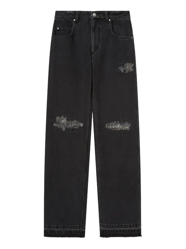 MARANT ETOILE Zeah Distressed Straight-leg Jeans - Black