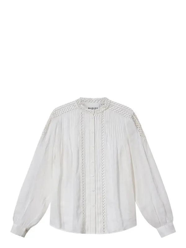 MARANT ETOILE Linen-blend Blouse With Crochet Embroidery - White