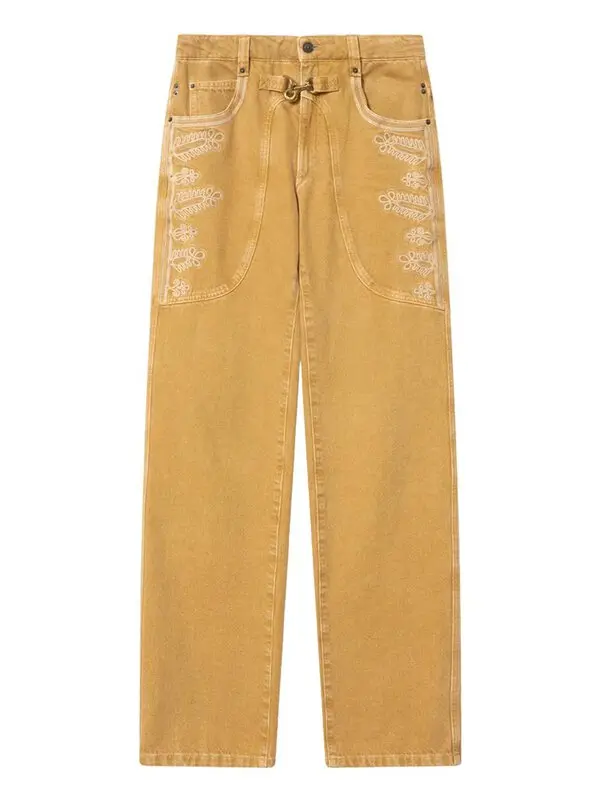 MARANT ETOILE Elna Embroidered Twill Pants - Honey