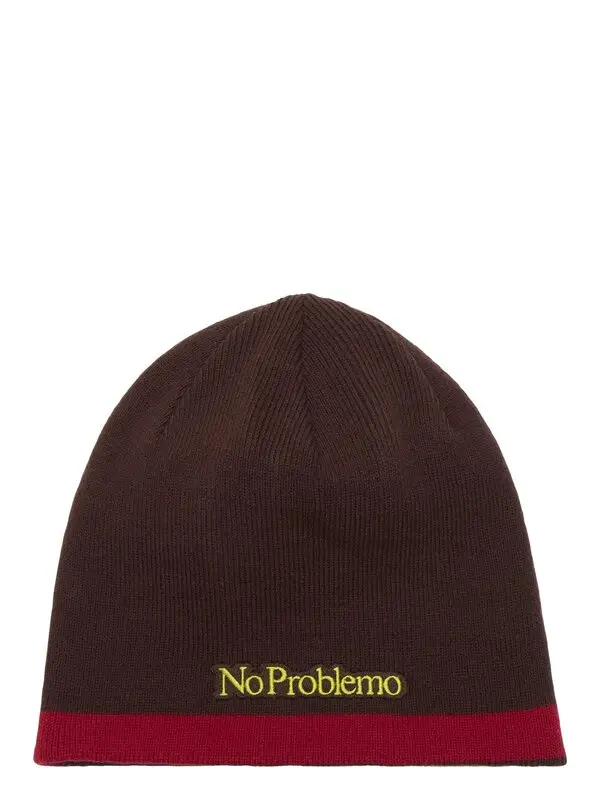 NO PROBLEMO Reversible Stripe Beanie - Brown