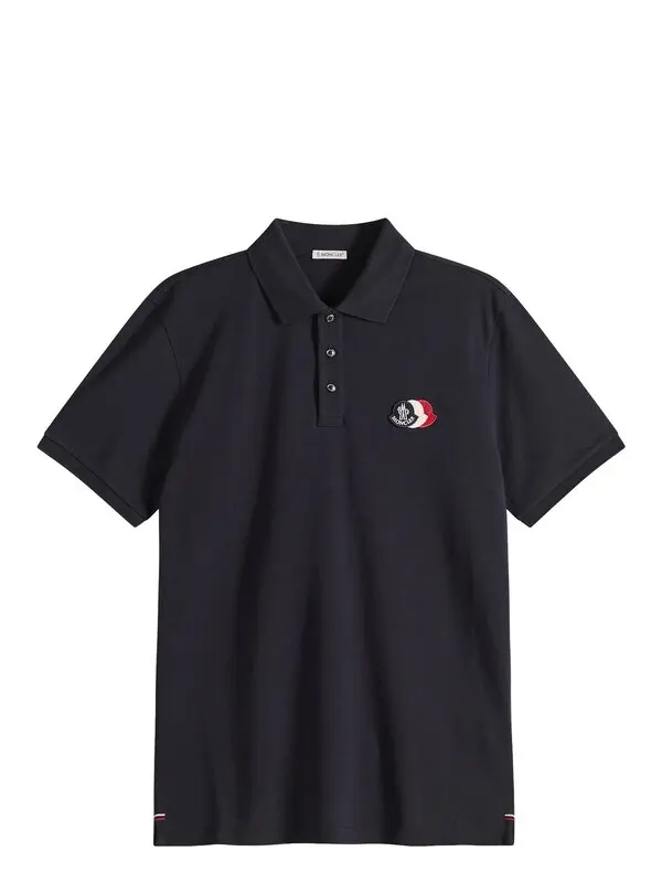 Moncler Cotton Pique Logo Polo - Navy