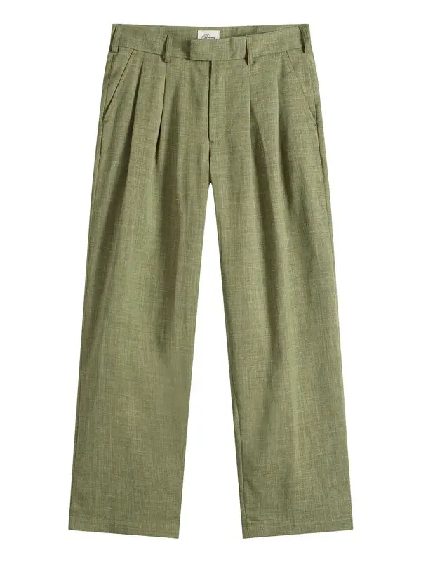 RONNING Pleated Wide Leg Trousers - Green