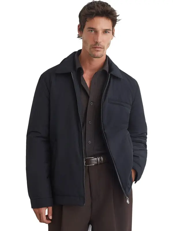 REISS Bernardi Technical Padded Zip-through Jacket - Navy