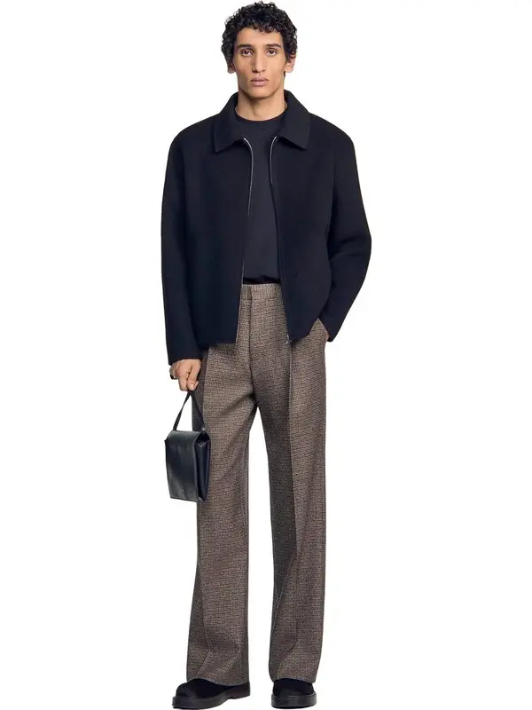 Sandro Double-faced Wool Zip-up Jacket - Black