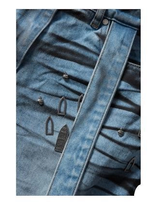 WHO DECIDES WAR Winged Logo Bondage Pants - Blue