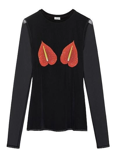 Loewe Anthurium Sheer Mesh Top - Black/red