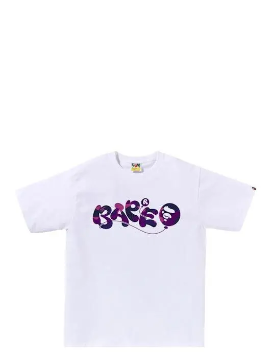 A BATHING APE Camo Balloon Tee Shirt - White/purple