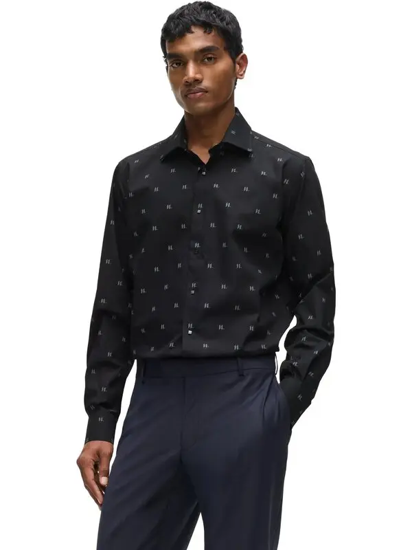Karl Lagerfeld All-over Monogram Shirt - Black Structure