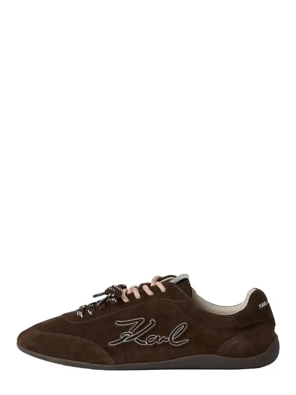Karl Lagerfeld Altia Suede Signature Lace-up Sneakers - Brown