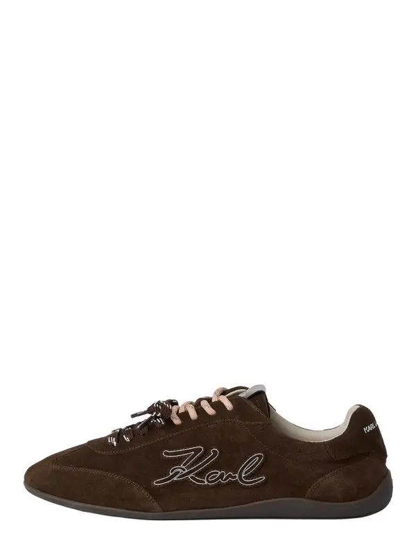 Karl Lagerfeld Altia Suede Signature Lace-up Sneakers - Brown